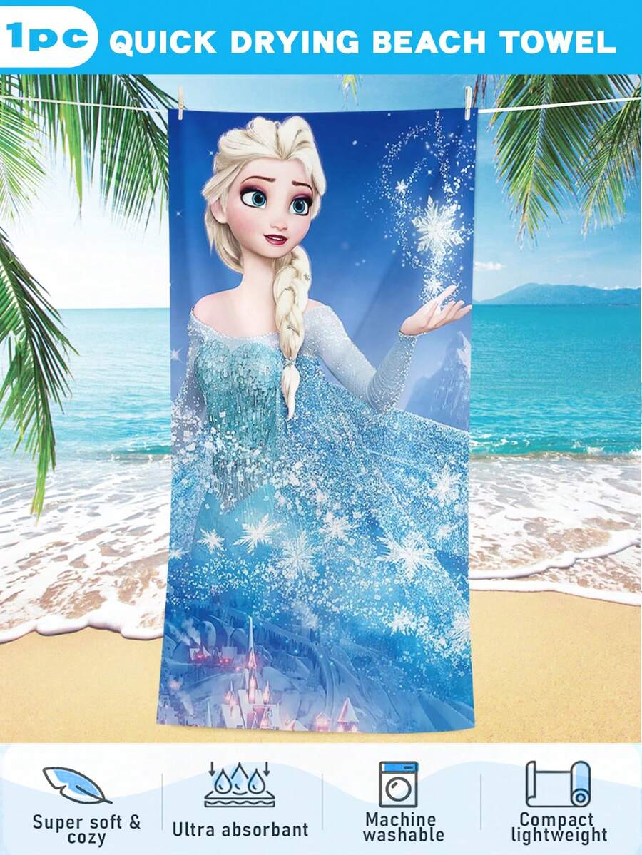 Disney 1PC Frozen Beach Towels Elsa Anna Ultra-Fine Fiber And Swimming ...