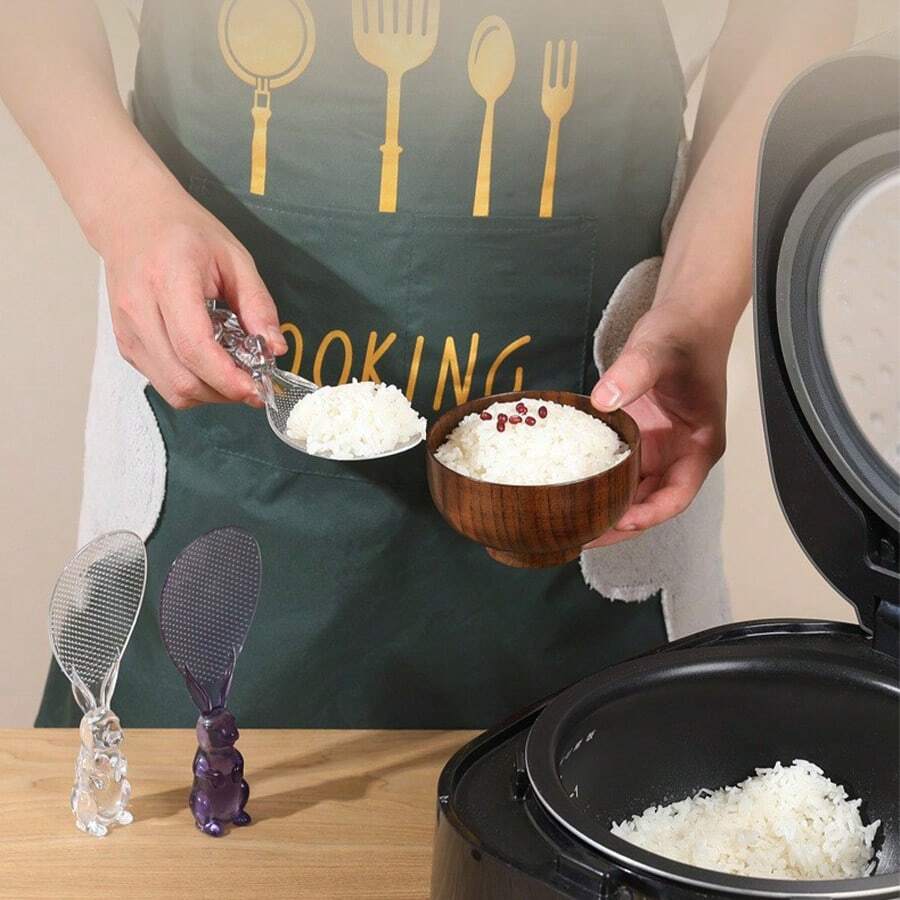 PP Upright Rice Spoon, 3D Rabbit Ear Non-Stick Grain Scoop, Household ...