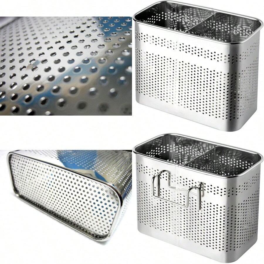 Stainless Steel Cutlery Utensil Holder Medium Square Chopsticks Holder ...