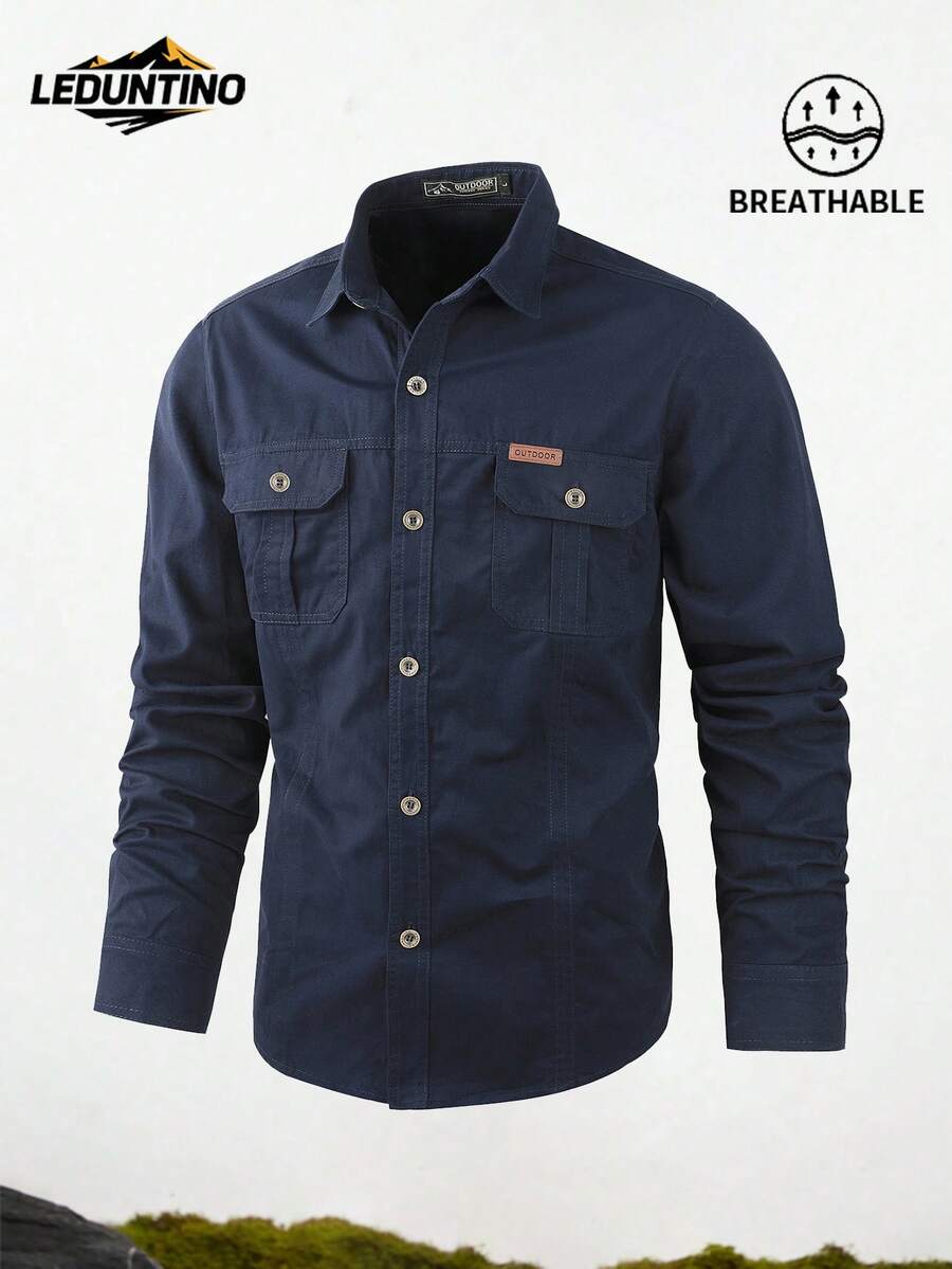 LEDUNTINO [Primavera/Verão] Camisa Casual com Botões para Homens, Moda ...