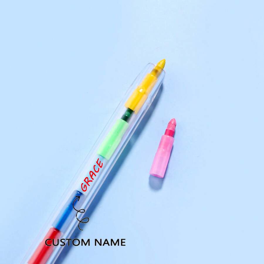 11 Color Round Wax Crayon Set, Creative Building Block Coloring Crayons ...