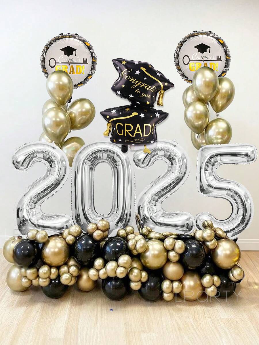 62pcs/Set 2025 Graduation Party Decorations, Including 32" Silver ...