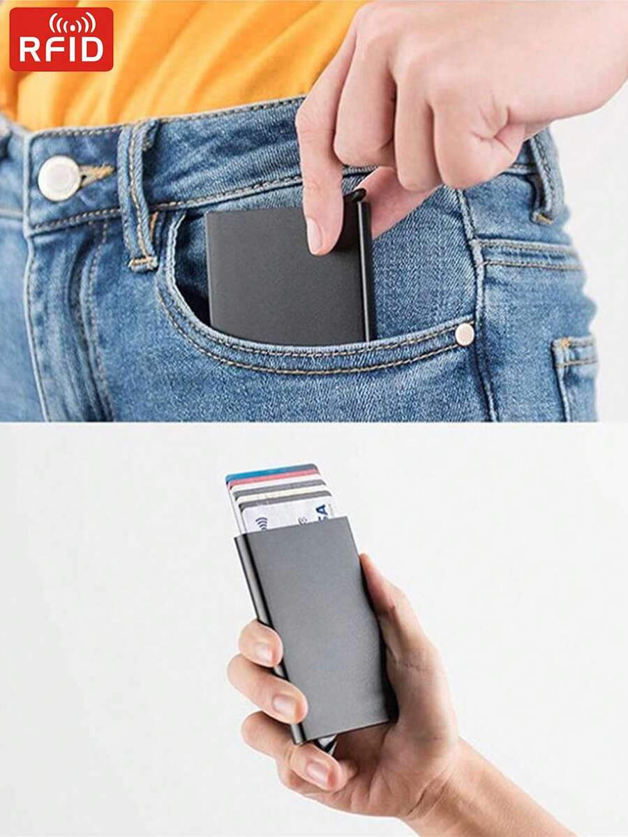 Rfid Credit Card Holder Slim Smart Metal Pop Up Wallet For Men Women ...
