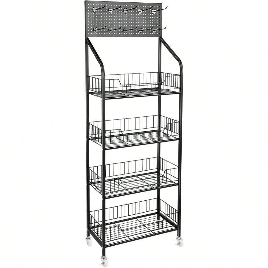 Candy Snack Display Rack 4-Tier Metal Wire Storage Display Shelf Stand ...