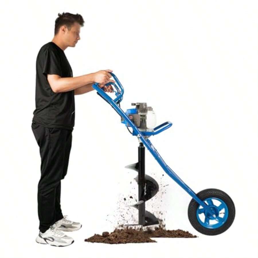 Hand Push Auger Post Hole Digger 2Stroke 63CC Wheelbarrow Drill Earth ...