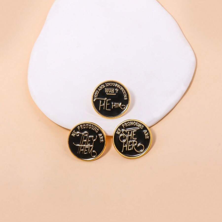 rongji jewelry Pronouns Pins, My Pronouns Are They Them, He Him, She Her Pins, Nonbinary Gender ...