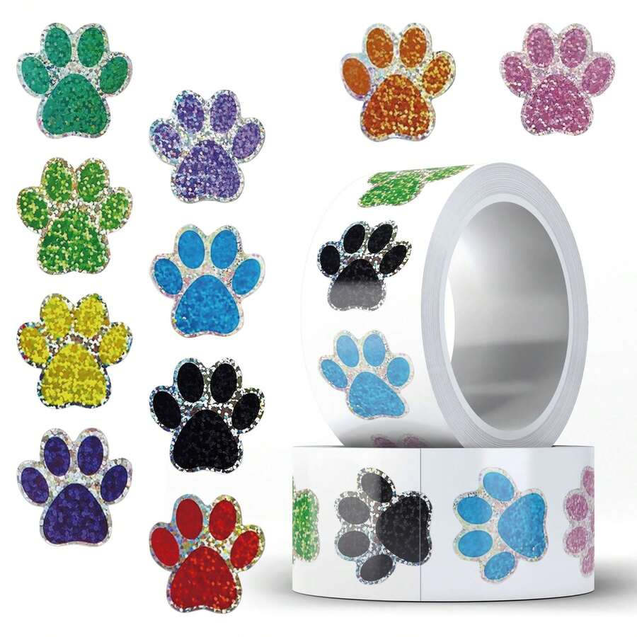 500Pcs Cat Sticker Roll Cat Paw Stickers Cute Stickers Colored Stickers ...