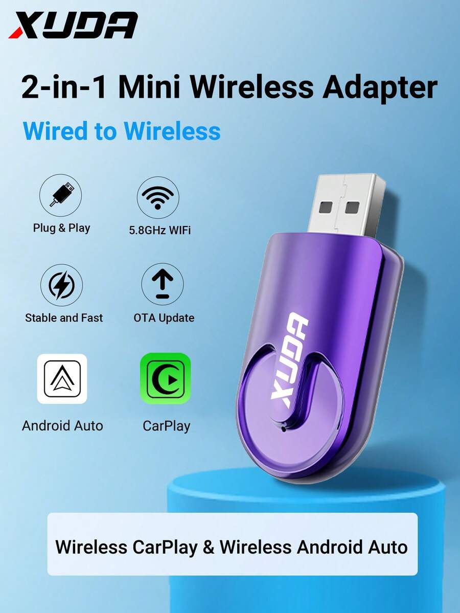 XUDA Nuevo adaptador inalámbrico XUDA 2 en 1 para Carplay y Android ...