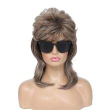 Adequate 80s Mullet Wig Women Fluffy And Layered Hairpiece Costume ...