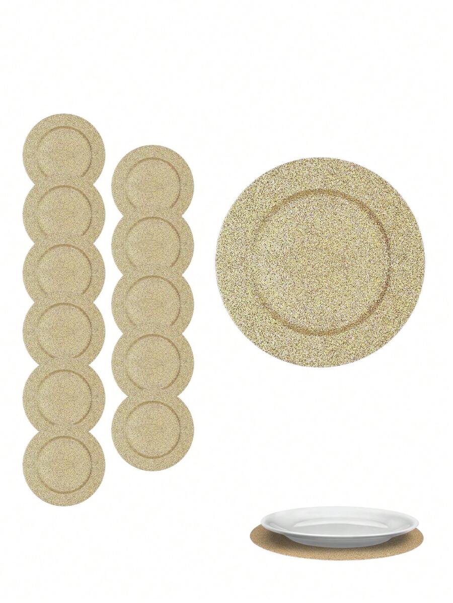 12un Sousplat Supla Soupla Suplat Para Mesa Posta Glitter Dourado Ouro ...