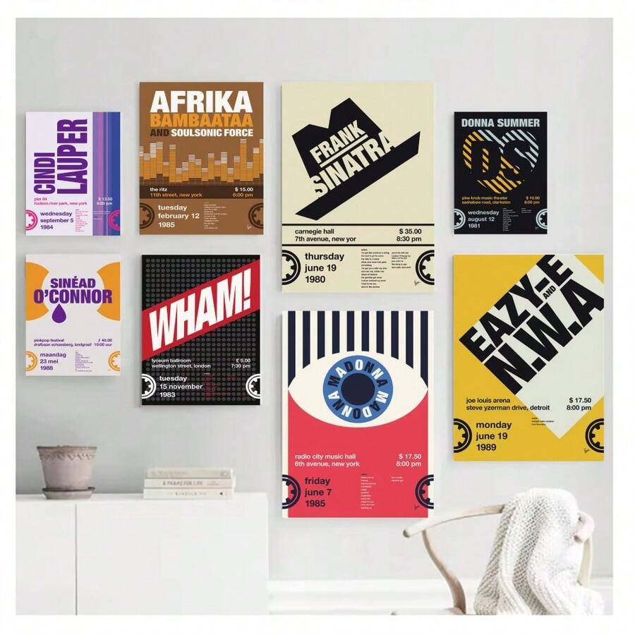 1pc Frameless Retro Painting 80s Concert Poster Tour Printmaking Live ...