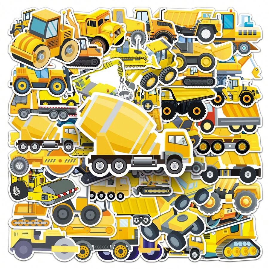 50Pcs Construction Vehicle Graffiti Stickers Construction Cars Stickers ...
