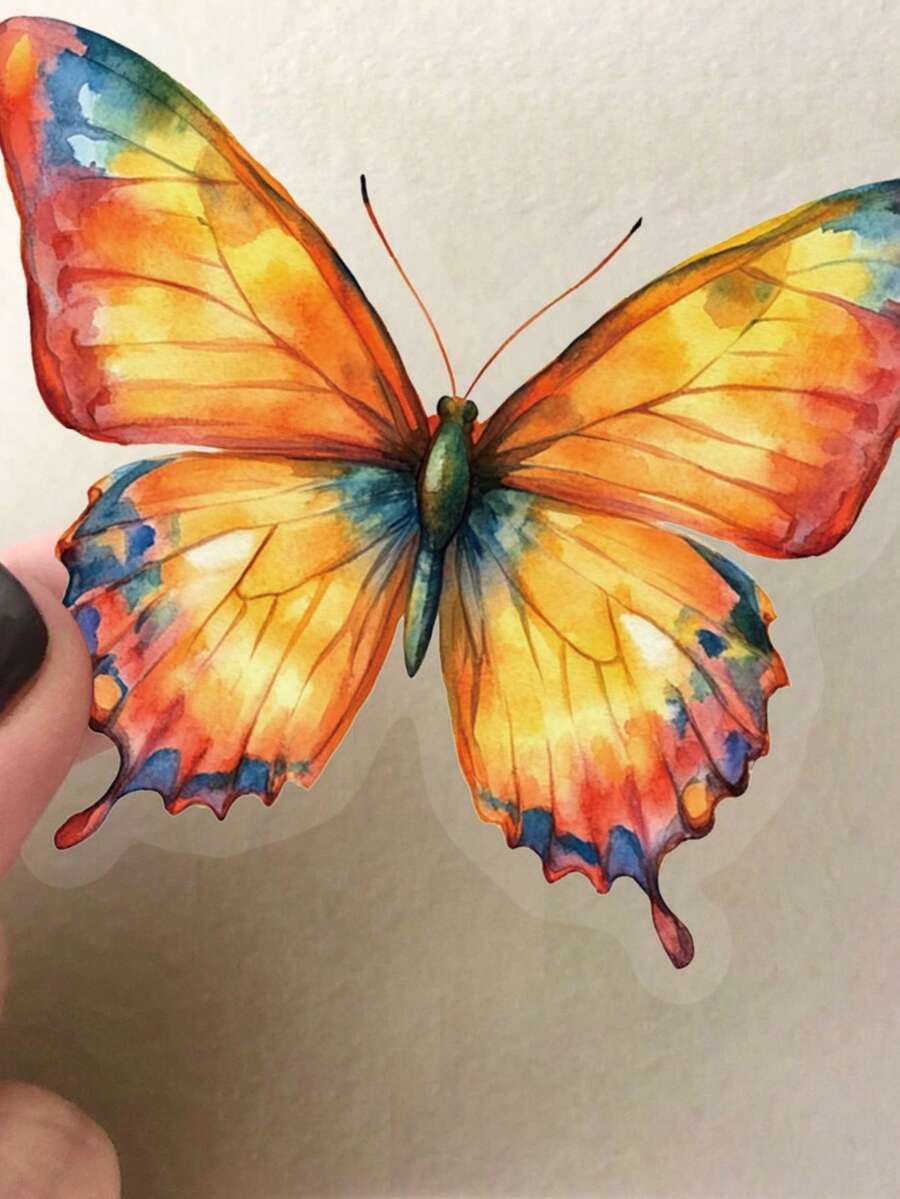 50pcs Transparent Butterfly Stickers Orange Aesthetic Stickers Girly ...