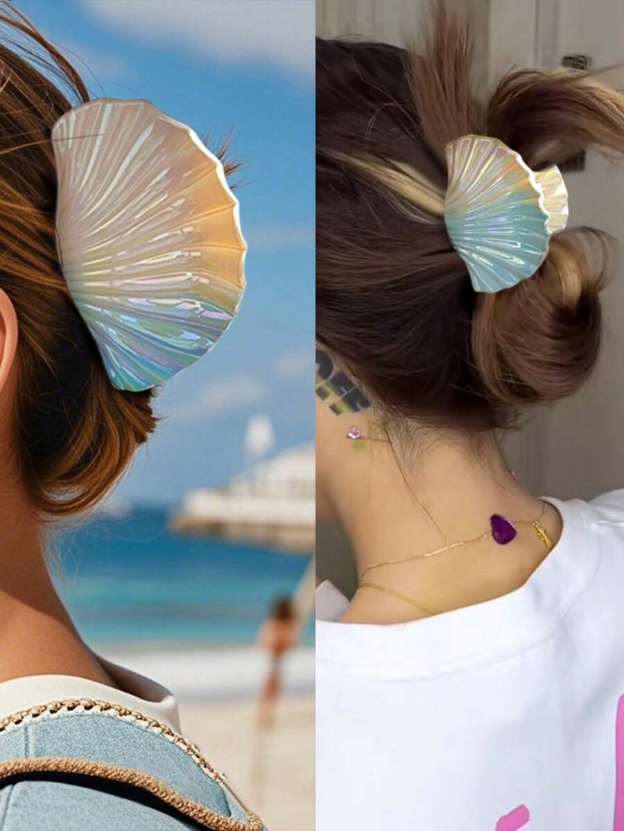 2pcs/Set Summer Ocean Life Shell Hair Clips, Ombre Sea Scallop Hair ...