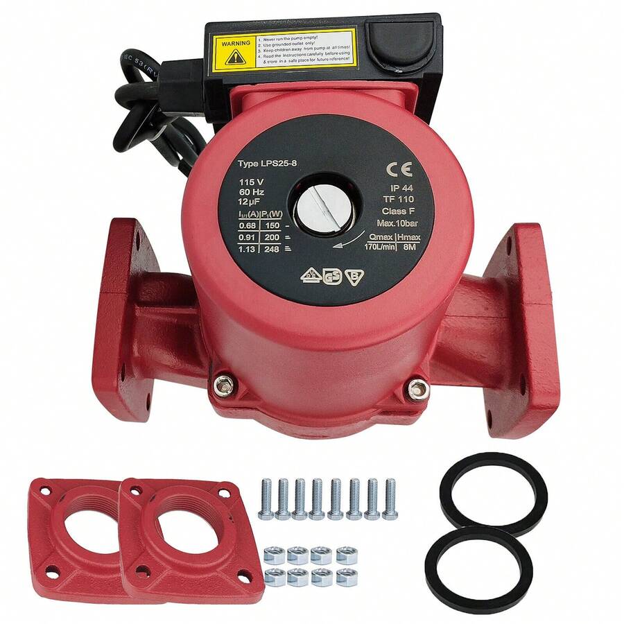 3 Speed Hot Water Circulating Pump 1/6HP 1 1/2 In Booster Pump 115V ...