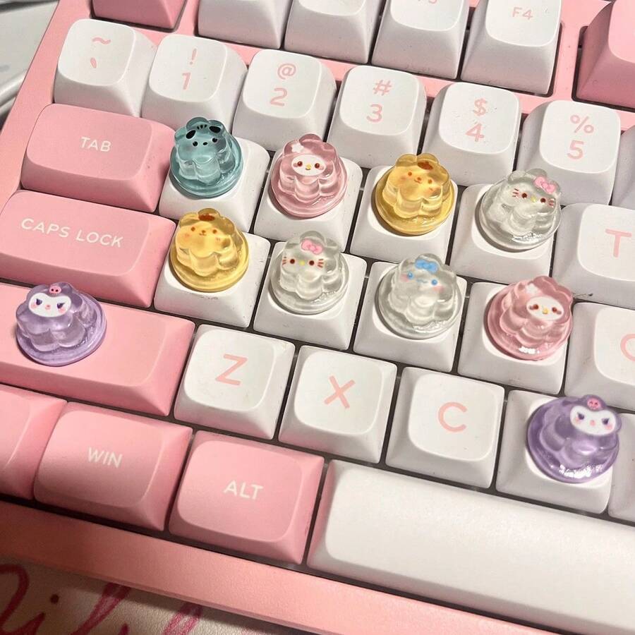 Sanrio DIY Anime Sanrio Keycap Sticker Crystal Keycaps Kuromi Theme ...