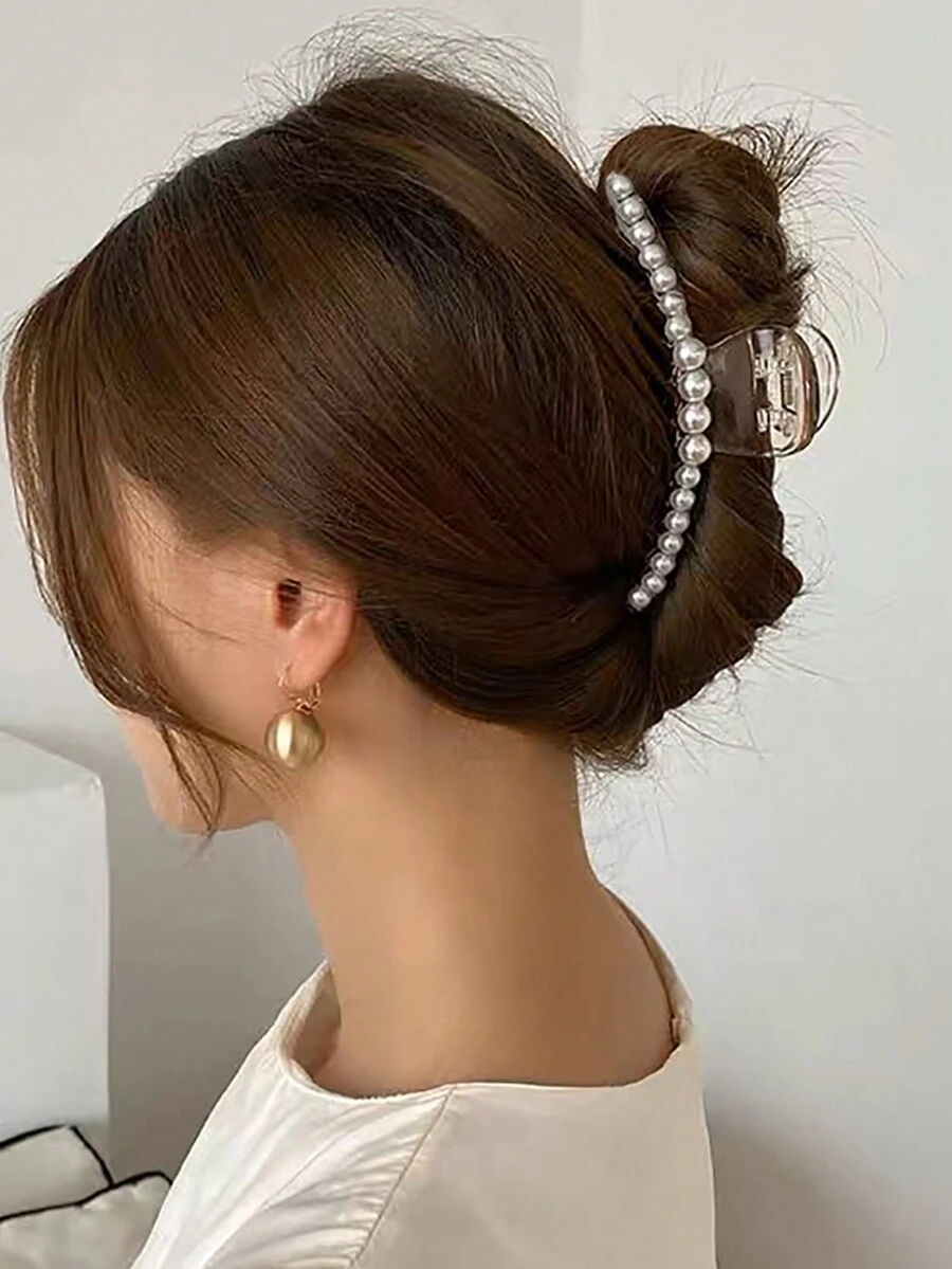 1pc Oversized Cute Pearl One-Tooth Hair Clip, Suitable For Daily Use ...