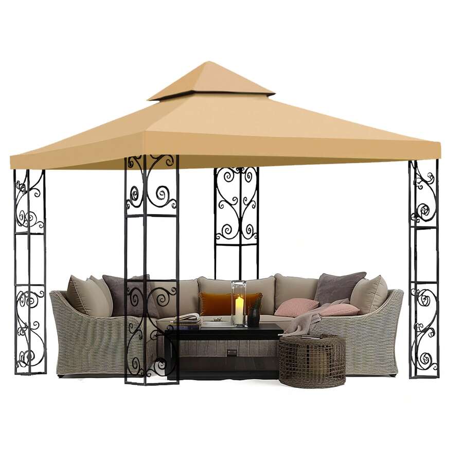 10' X 10' Gazebo Canopy Top Replacement 1 2 Tier Garden Yard Patio ...