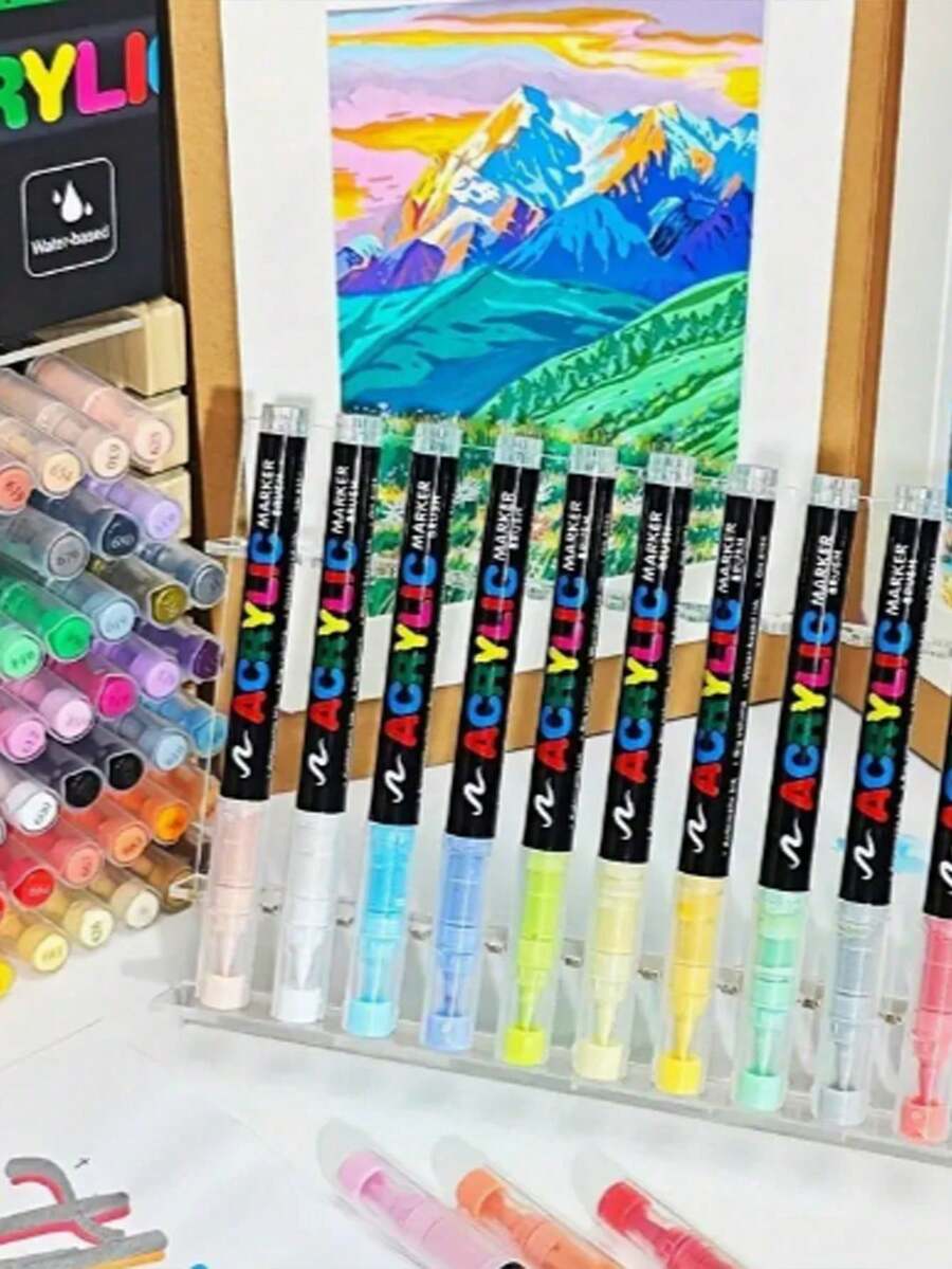 1Box-12/24/36 Colors Painting Doodle Overlay Pens Straight Liquid ...