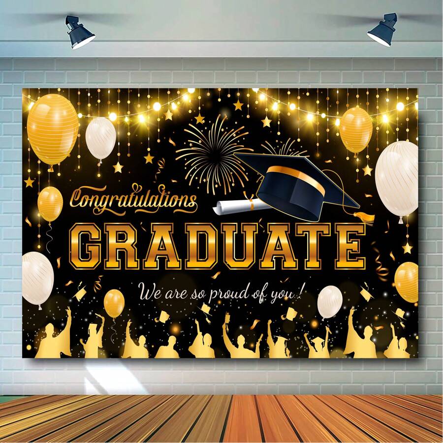 FRUITFUL PARTY. Congrats Grad Backdrop, 70.8''x43.3'' Graduation ...