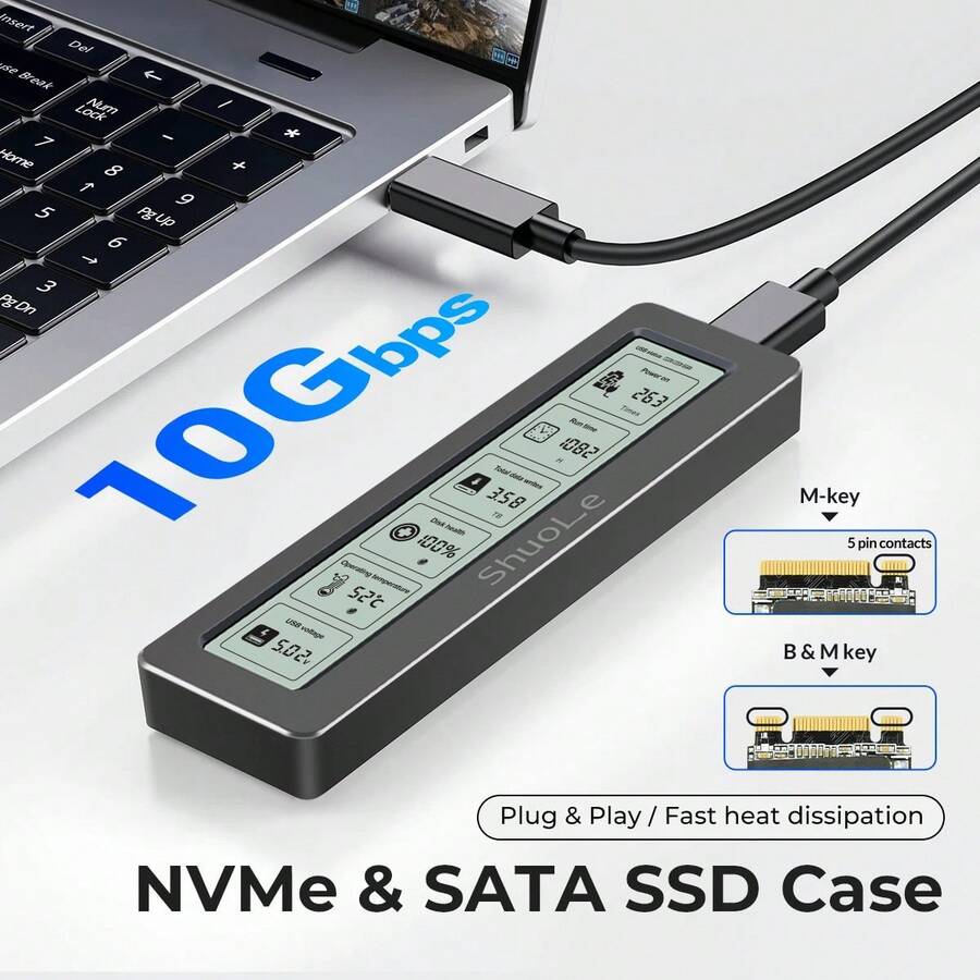 ShuoLe M.2 SSD NVMe Case USB3.2 Gen2 Type C 10Gbps PCIe SSD Case M.2 ...