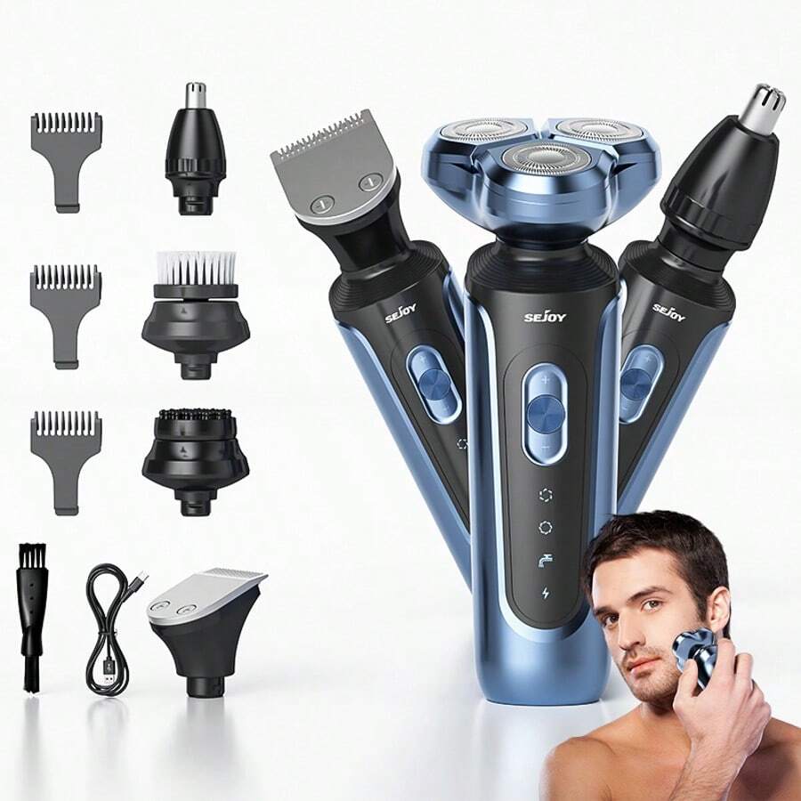 SEJOY 5-In-1 Electric Shaver Men's Cordless Waterproof IPX6 Wet/Dry ...