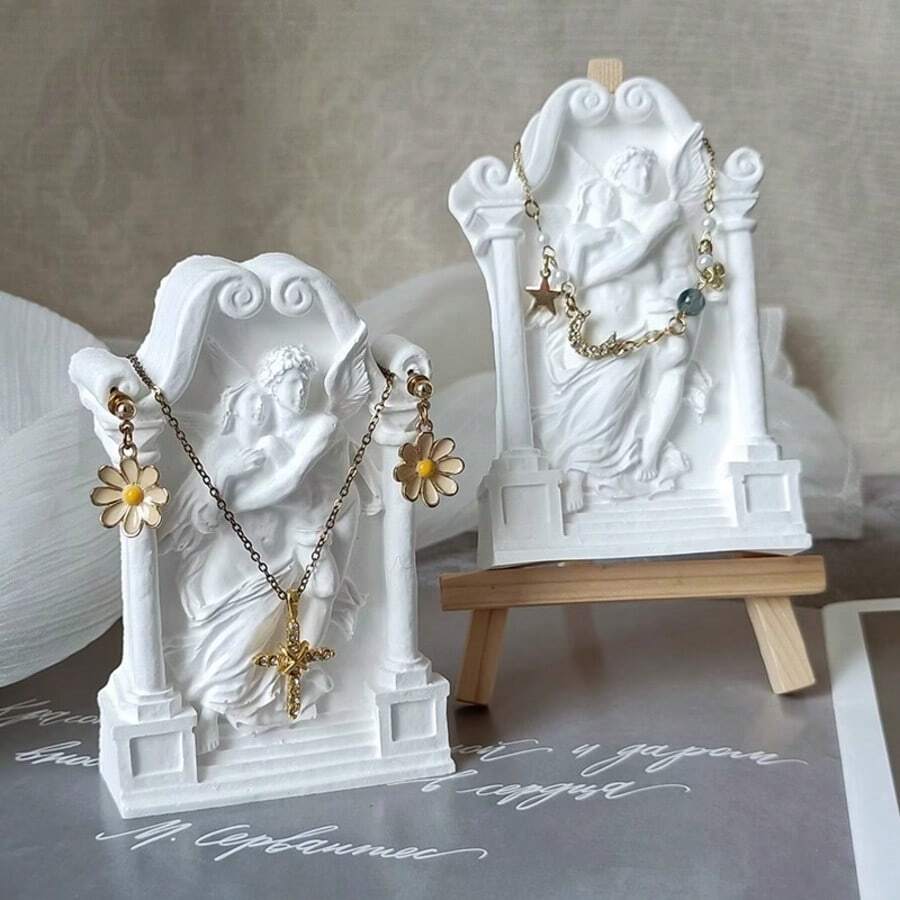 Artistic Embossed Human Figure & Angel Love White Gypsum Display Plaque ...