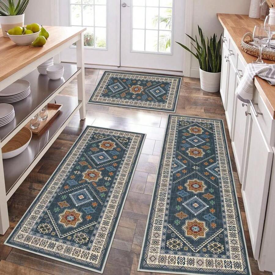 Boho Kitchen Runner Rug Sets 3 Piece Farmhouse Non Slip Area Rug Floor ...