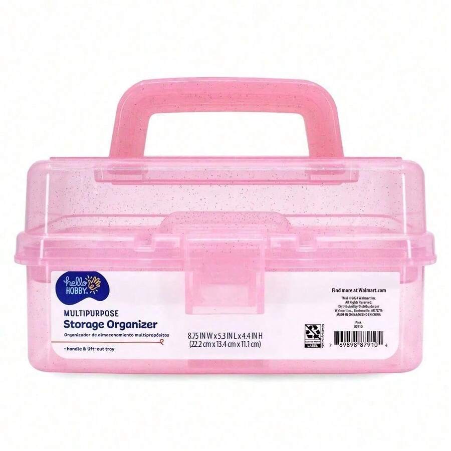 Arts & Craft Storage Case With Lift Out Tray Pink With Glitter Back To ...