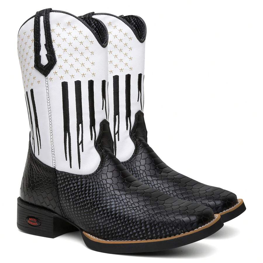 Bota Texana Feminina Cano Longo Couro Legítimo Bordado Palmilha Macia ...