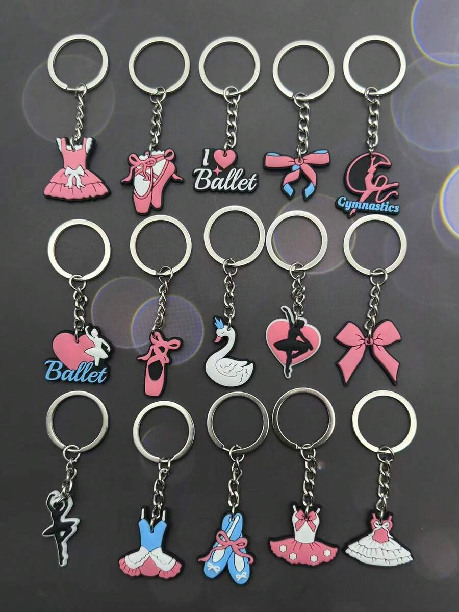 15pcs/Set Ballet Series Keychain, Cartoon Cute Swan, Ballet Shoes ...