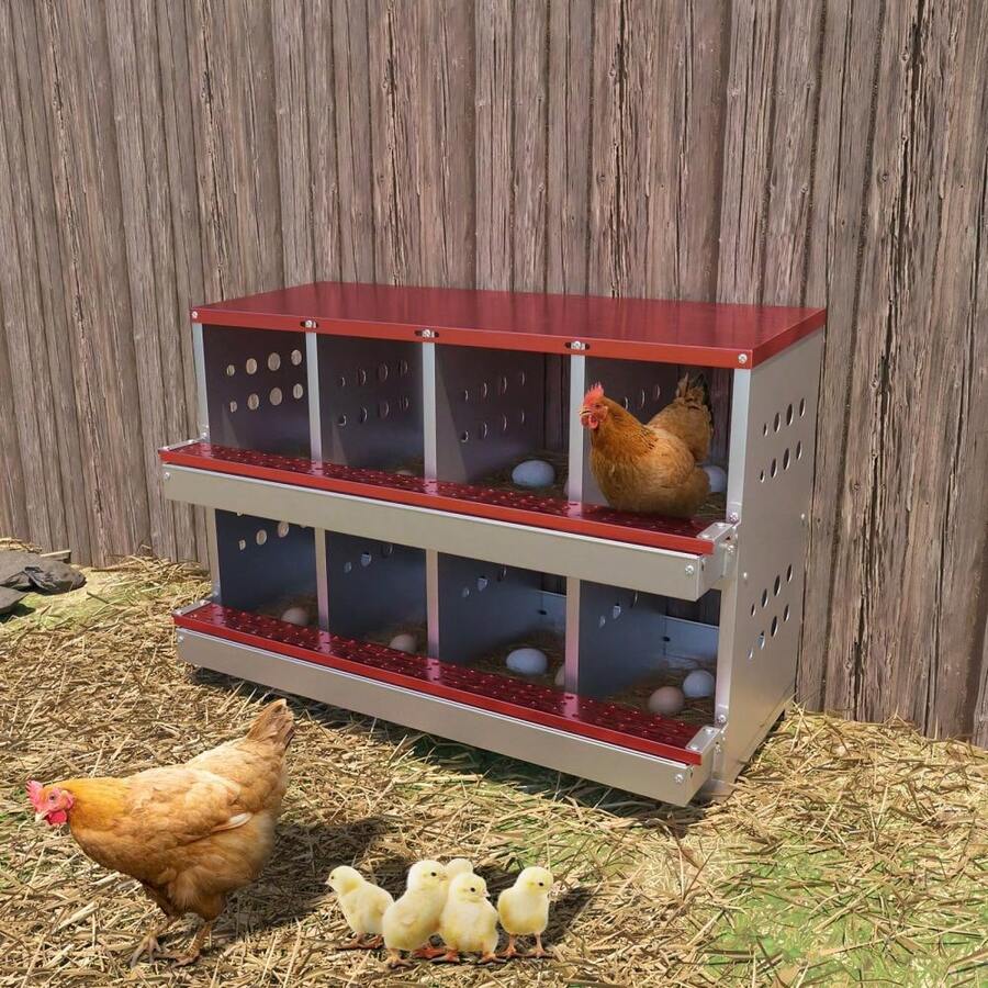 Broadfashion Chicken Nesting Box, 8 Compartment Metal Nesting Box, 8 ...