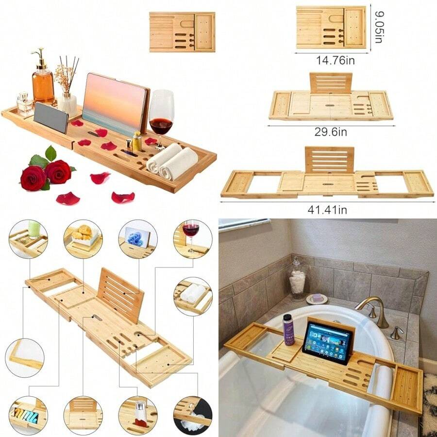 Bathtub Tray Luxury Bamboo Bathtub Tray For Bath Accessories Expandable ...