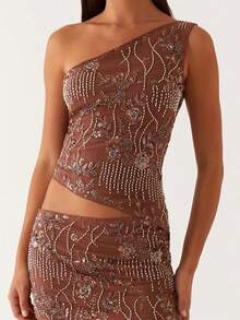 Glitter Beaded Rhinestone Slim Fit Tank Tops Women Y2k Sequin Sparkle ...