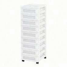 9-Drawer Narrow Plastic Storage Drawer Cart With Organizer Top, White ...