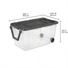 160 Qt. Wheeled Storage Box Plastic Adult Flat Gray | SHEIN ITALIA
