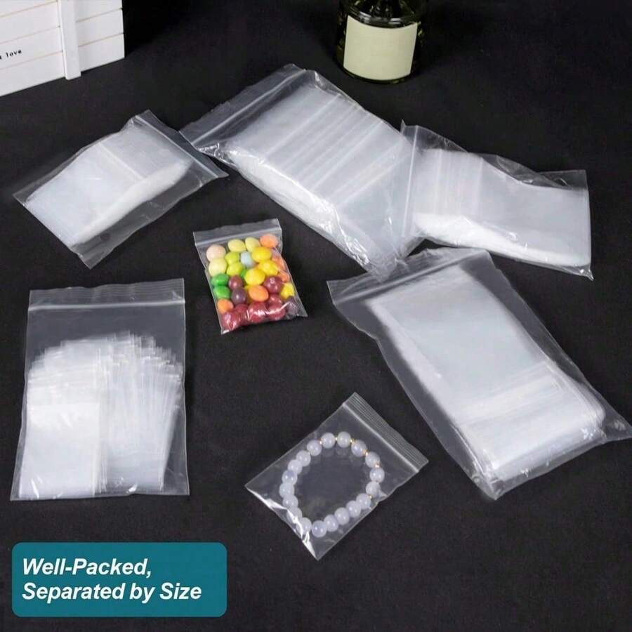 500 Mini Plastic Bags, Small Zipper Lock Bags, Mini Baggies, Clear ...