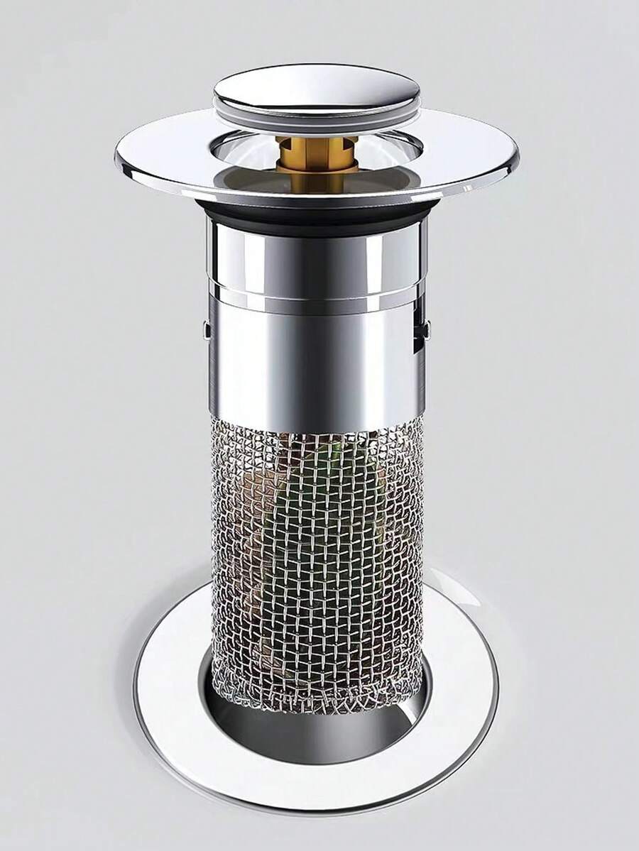 Press-Type Spring-Loaded Filter Sink Basin Drain Plug With Anti-Septic ...