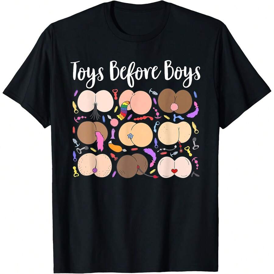 Women Funny Embarrassing Toys Before Fun Adult Humour T-Shirt | SHEIN USA