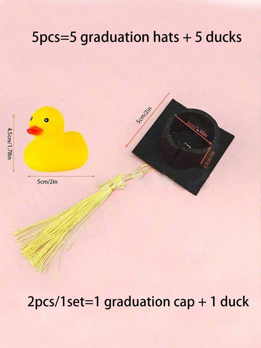 5pcs Graduation Rubber Duck PhD Hat Decoration, 2025 Graduation Season ...