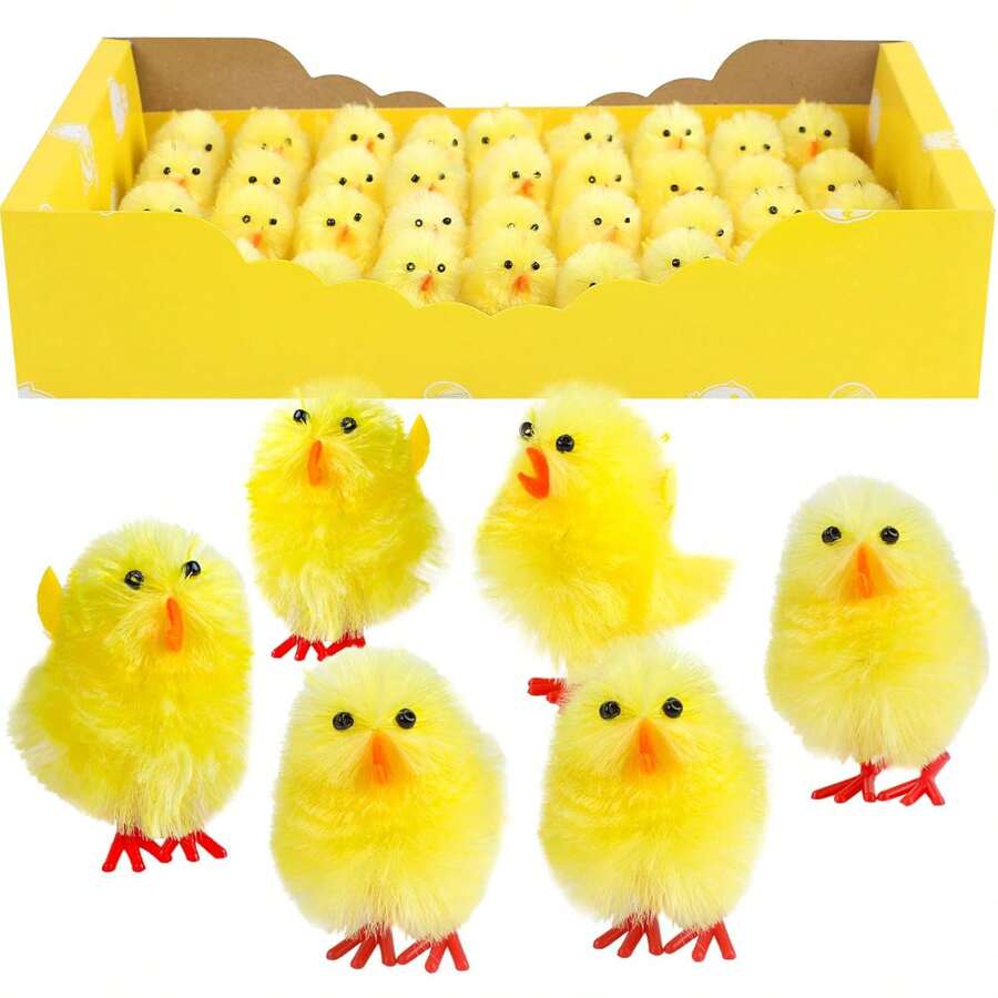 36Pcs Mini Easter Chicks – 1.26 Inch Soft & Fluffy Chenille Plush ...