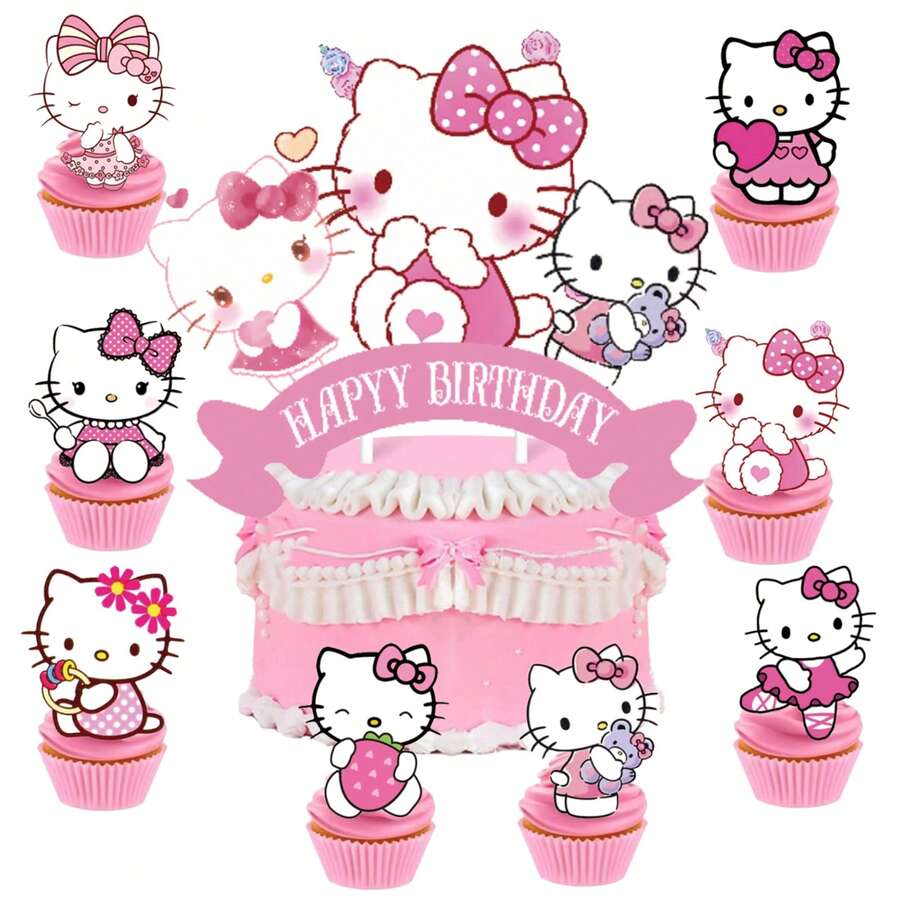 Sanrio 25pcs Sanrio Hello Kitty Cake Topper,Cupcake Toppers, Hello ...