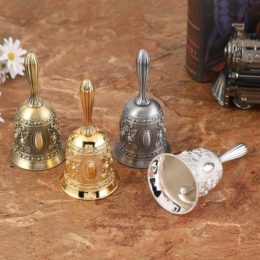 Clear Sound Hand Bell Retro Hand Held Bell Rose Church Bell Bronze ...