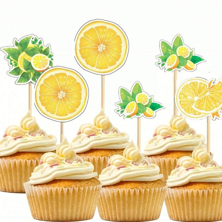 24pcs/48pcs, Lemon Cake Topper, Vegetable And Fruit Board Decoration ...