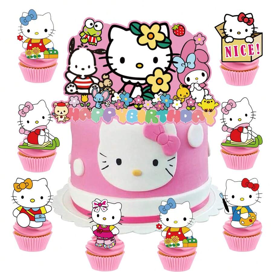 Sanrio 25pcs Sanrio Hello Kitty Cake Topper,Cupcake Toppers, Hello ...