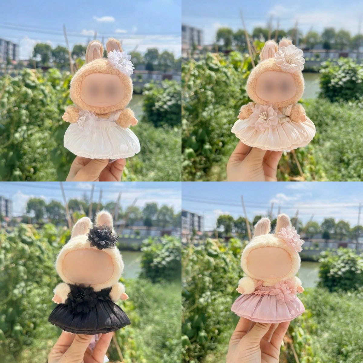 LABUBU Blind Box Sitting Puff Labubu Doll Outfit Floral Ruched Skirt ...