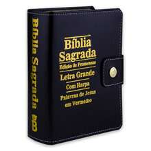 Biblia Sagrada Letra Grande - Botão E Caneta - Preta - Com Harpa ...