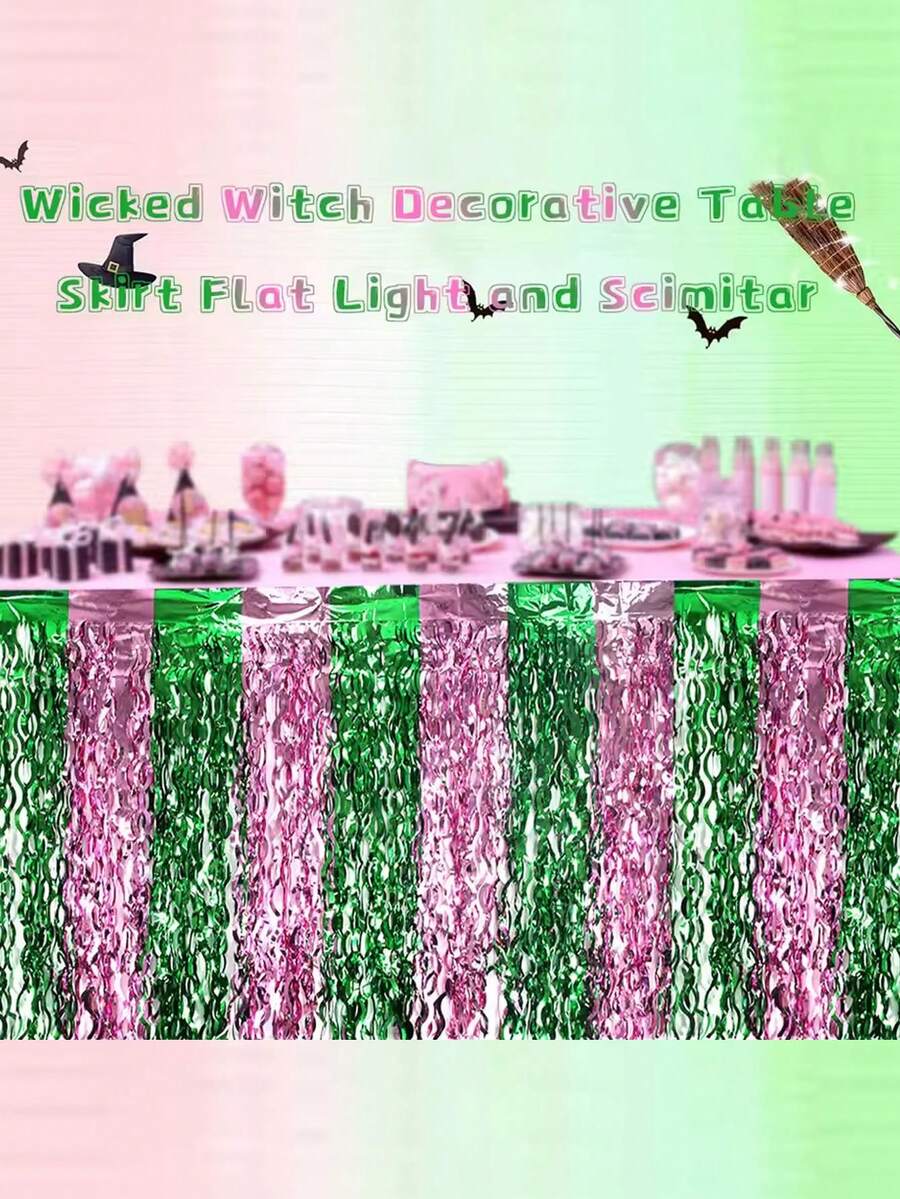 1pc Wicked Witch Themed Party Decoration, Pink & Green Curtain Backdrop ...