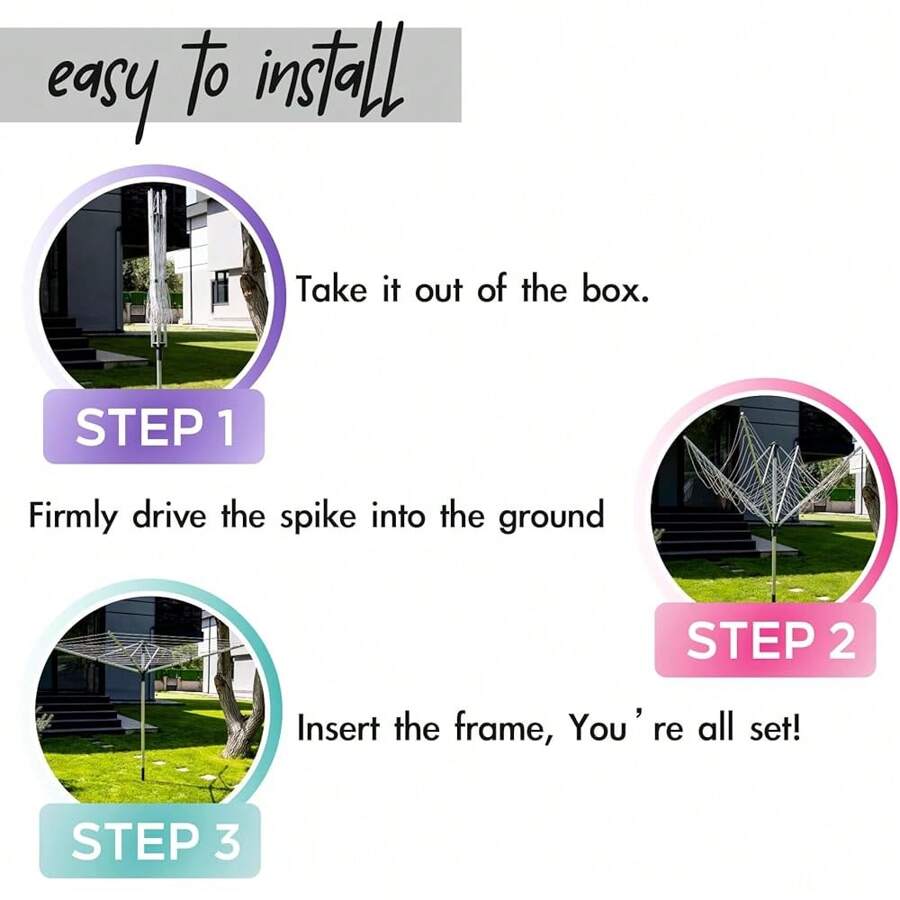 2025 New Byinone Rotary Washing Line | 50m Rotating Heavy Duty Clos ...