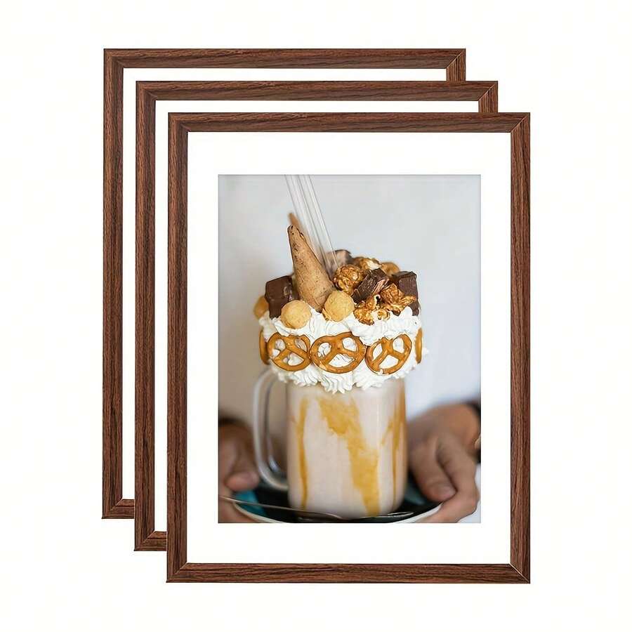 3pcs Classic Walnut Wood Wall And Desktop Photo Frames, 5x7" 6x8" 8x10 ...
